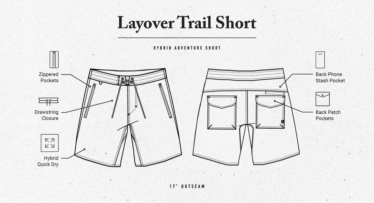Layover Trail Shorts - Black | Roark